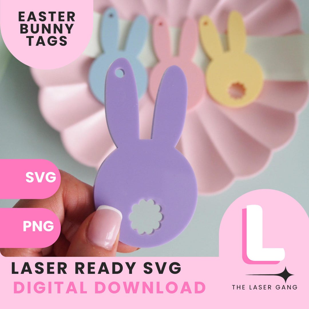 Easter Bunny Tag SVG Laser Cut File Easter Basket Tag Glowforge Cut ...