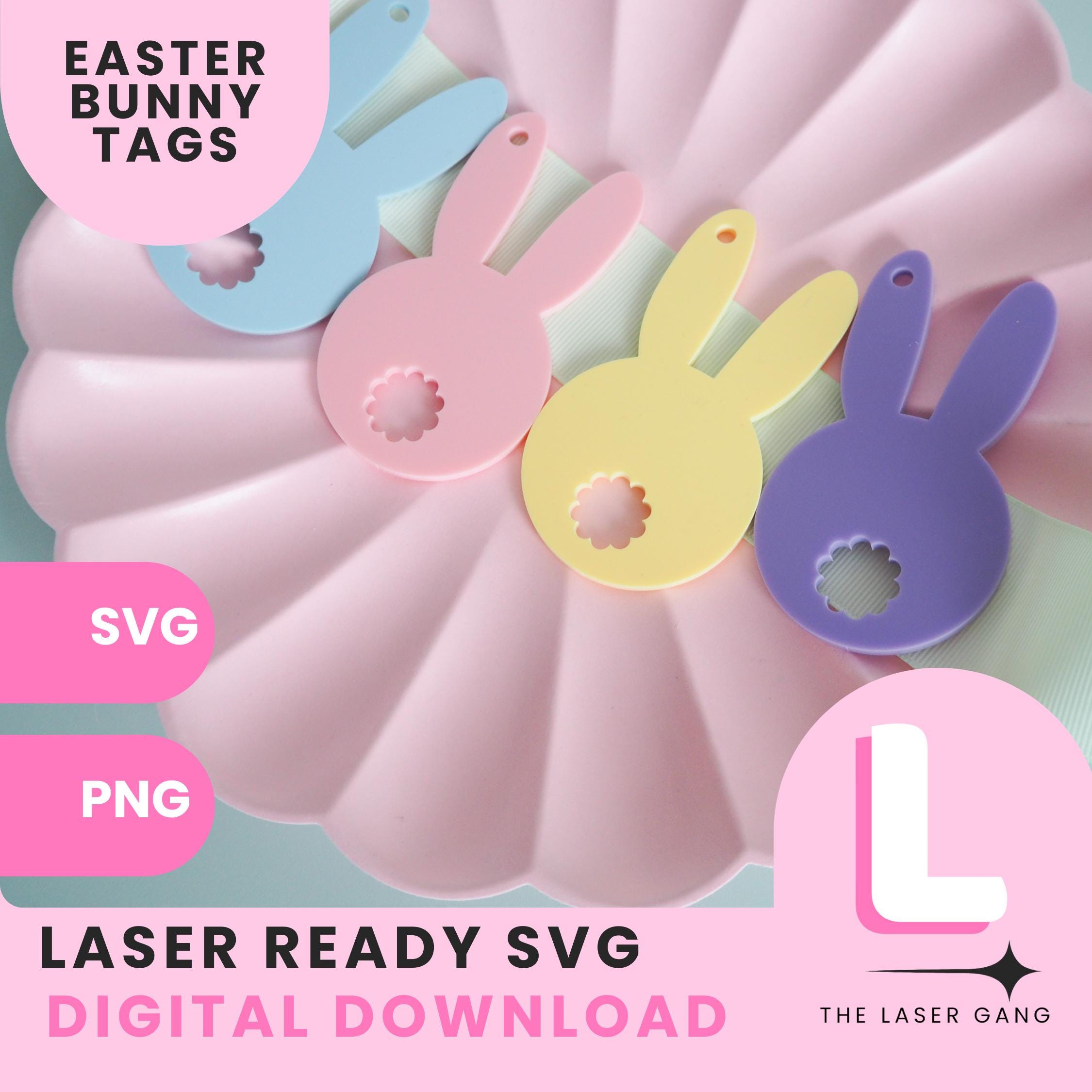 Easter Bunny Tag SVG Laser Cut File Easter Basket Tag Glowforge Cut ...