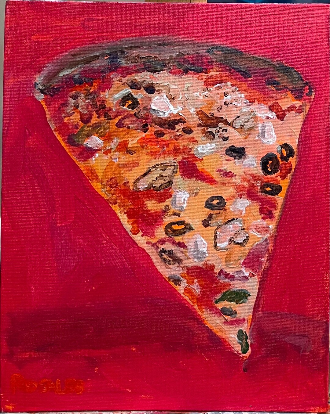 Pizza Slice Thin Veggie 8x10 Acrylic Painting on Sale Price - Etsy