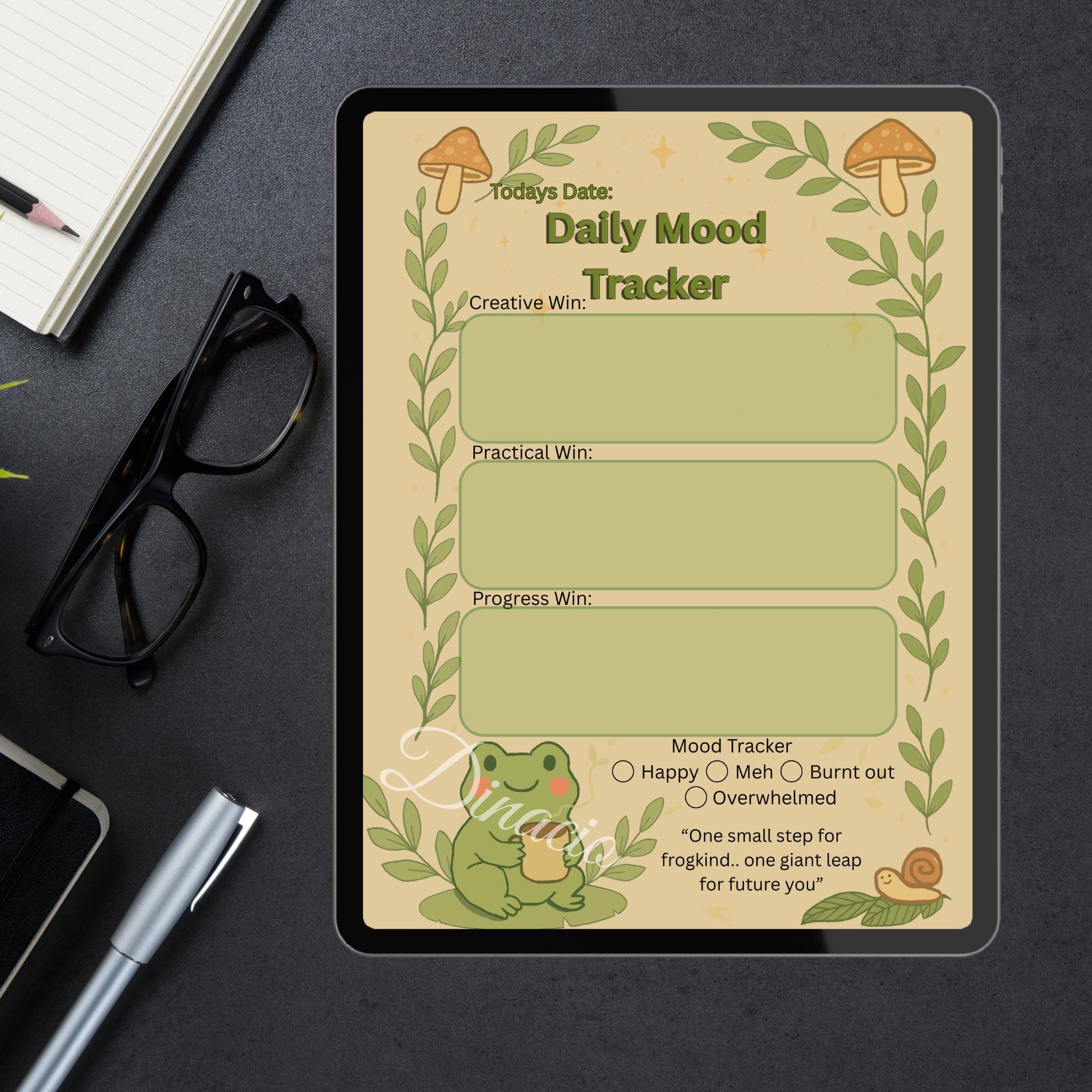 Frog Mood Tracker Printable | Cottagecore Mental Health Journal | PDF ...