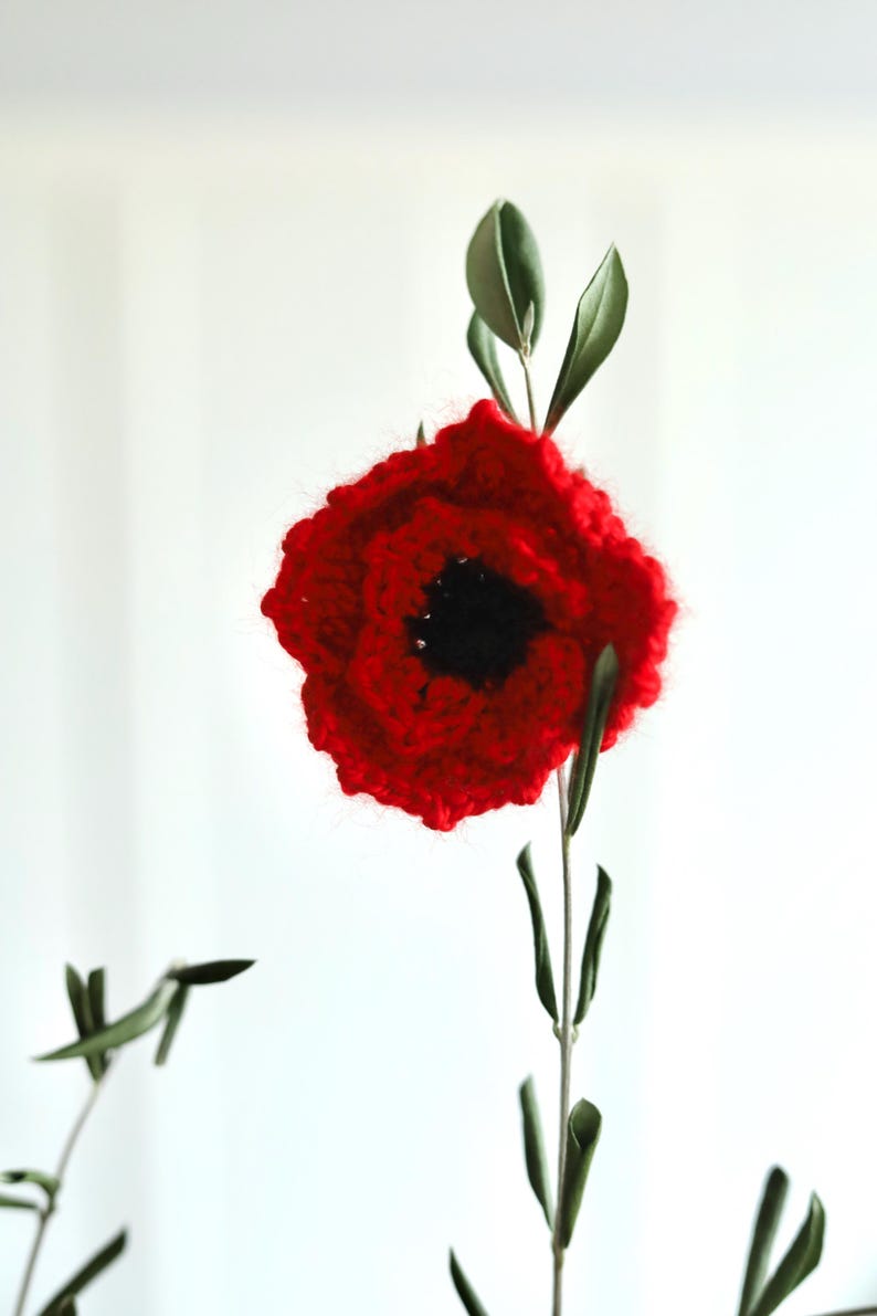 Crochet Remembrance Day Poppy Flower Pin-poppy Brooch-reusable Poppy ...