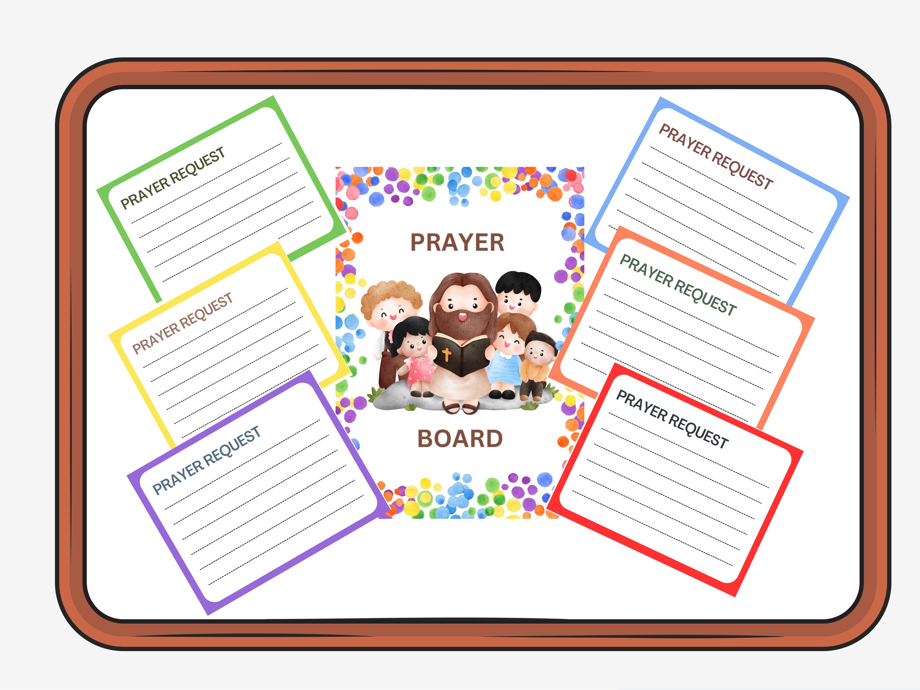 Children's Prayer Request Cards Template: Printable Prayer Board Kit ...