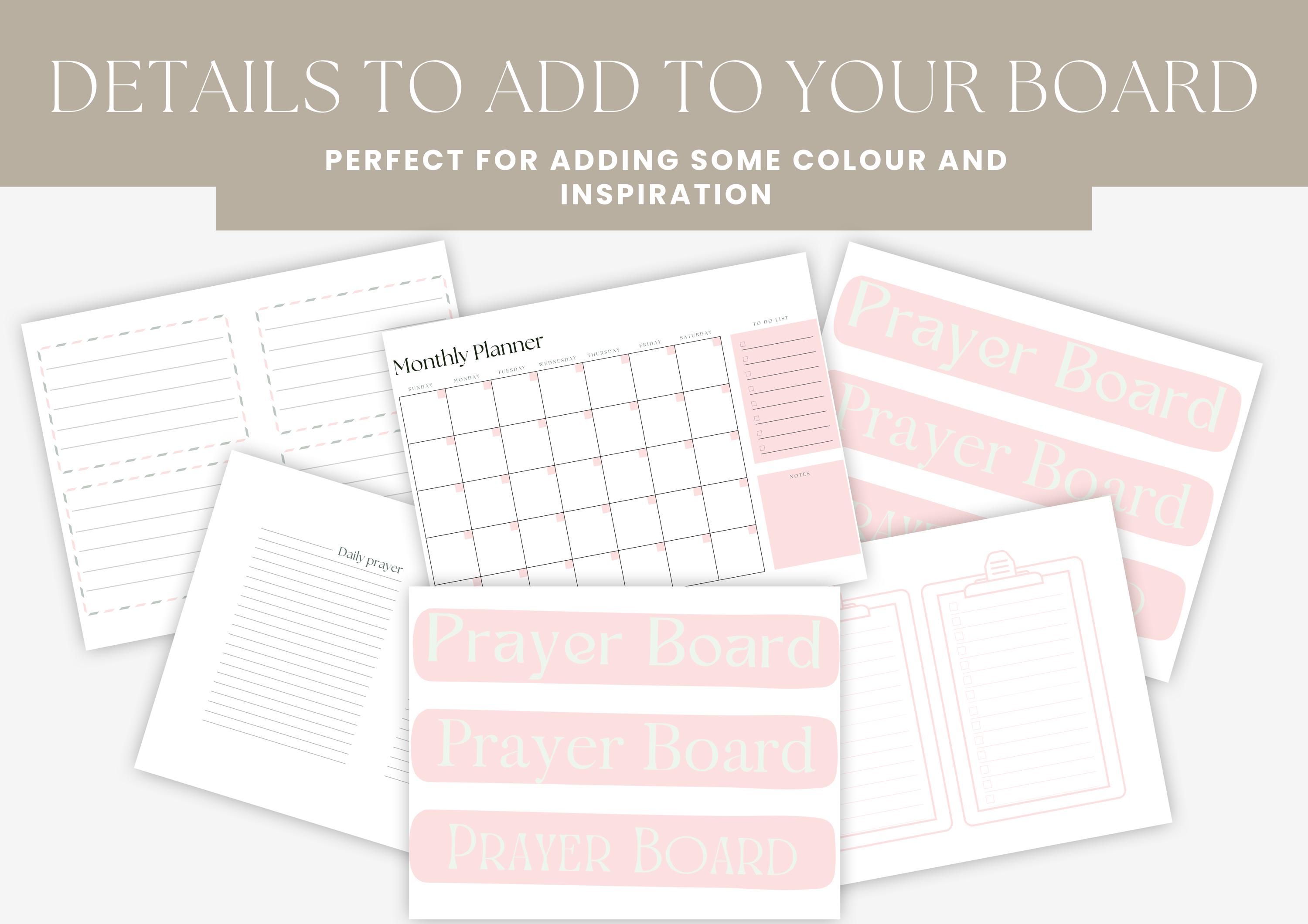 Prayer Board Kit: Printable Vision Board, Headers, Envelopes (digital ...