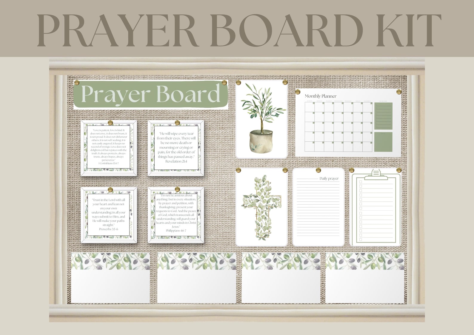 Prayer Board Kit | Prayer Board Starter Kit | Printable Olive Tree ...