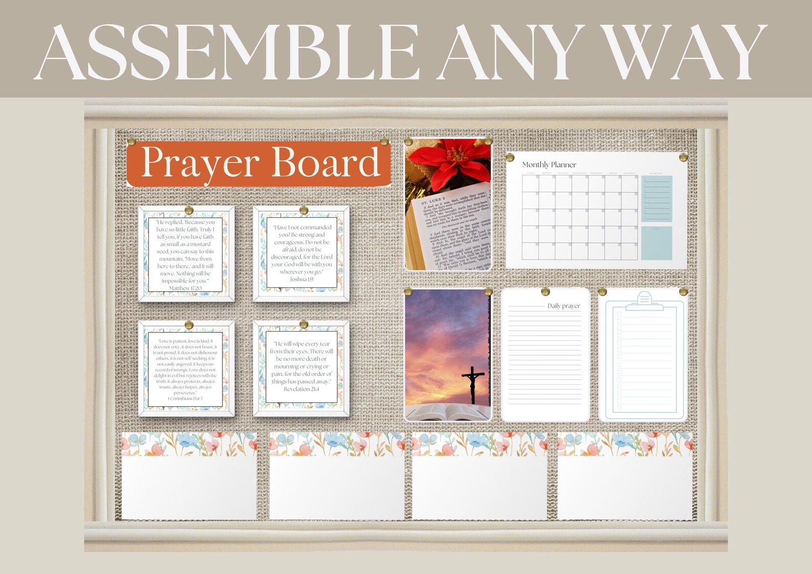 Prayer Board Kit | Prayer Board Starter Kit | Printable Floral Print ...