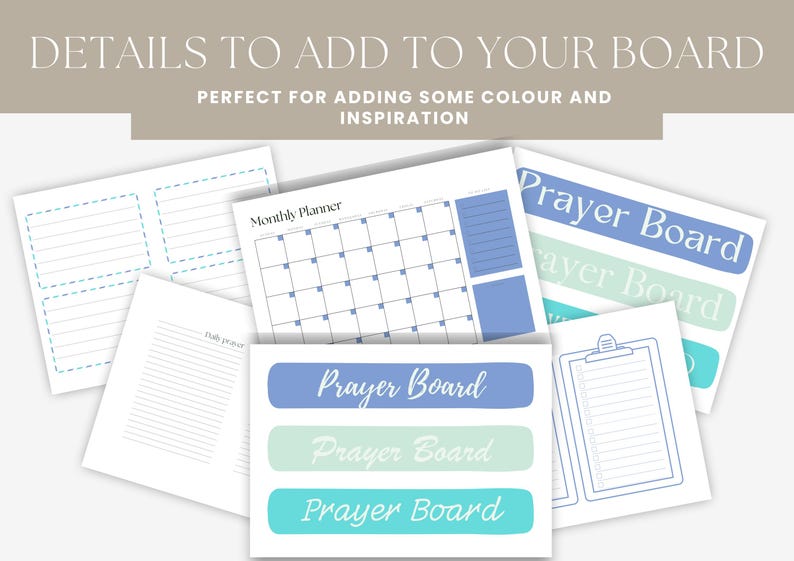 Prayer Board Kit: Printable Vision Board, Headers, Envelopes (digital ...
