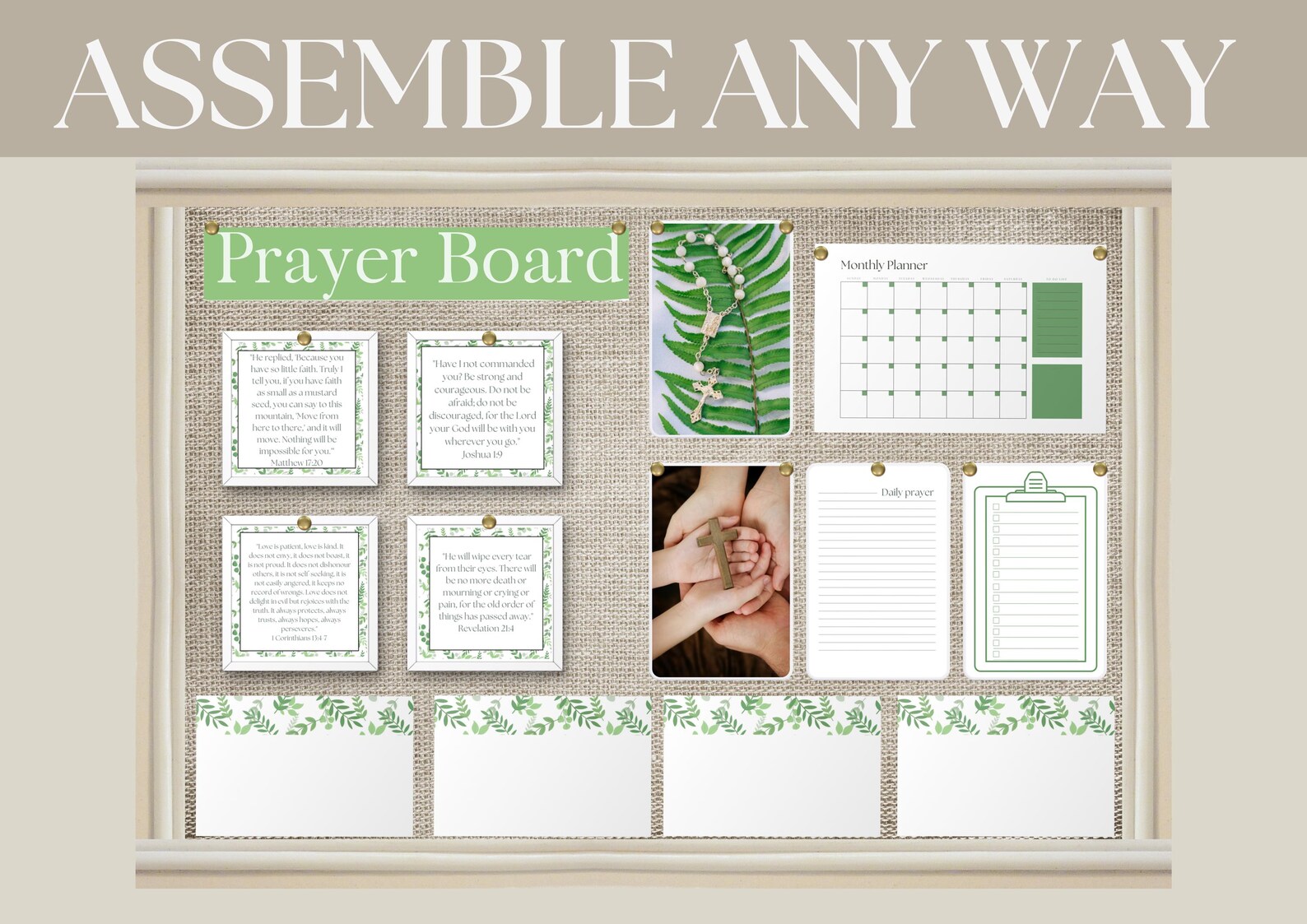 Prayer Board Kit | Prayer Board Starter Kit | Printable Leaf Print ...