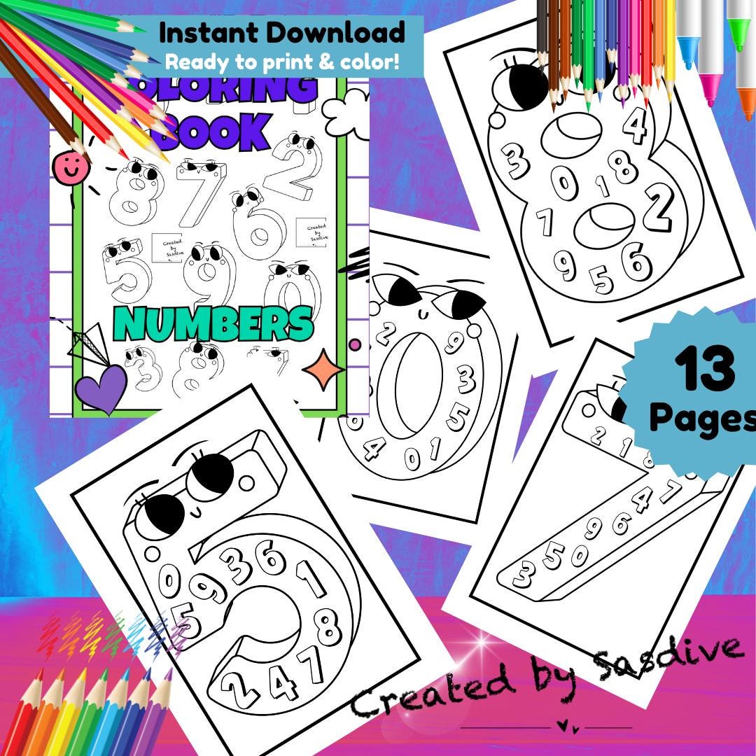 Coloring Book: Numbers | Coloring Book | Digital Coloring Book ...