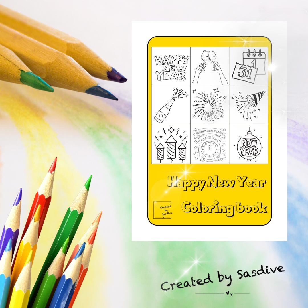 Coloring Book: Happy New Year | Coloring Book | Digital Coloring Book ...
