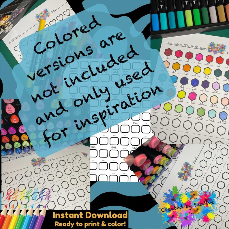 Color Card Square – Digital Color Chart for Markers & Pencils - Etsy