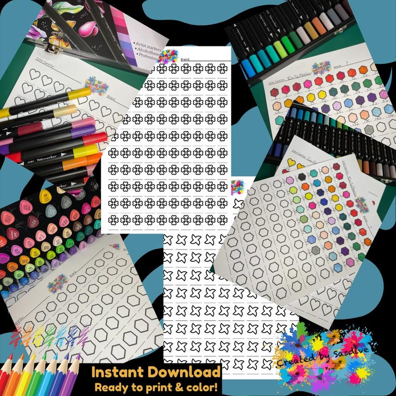Color Card Square – Digital Color Chart for Markers & Pencils - Etsy