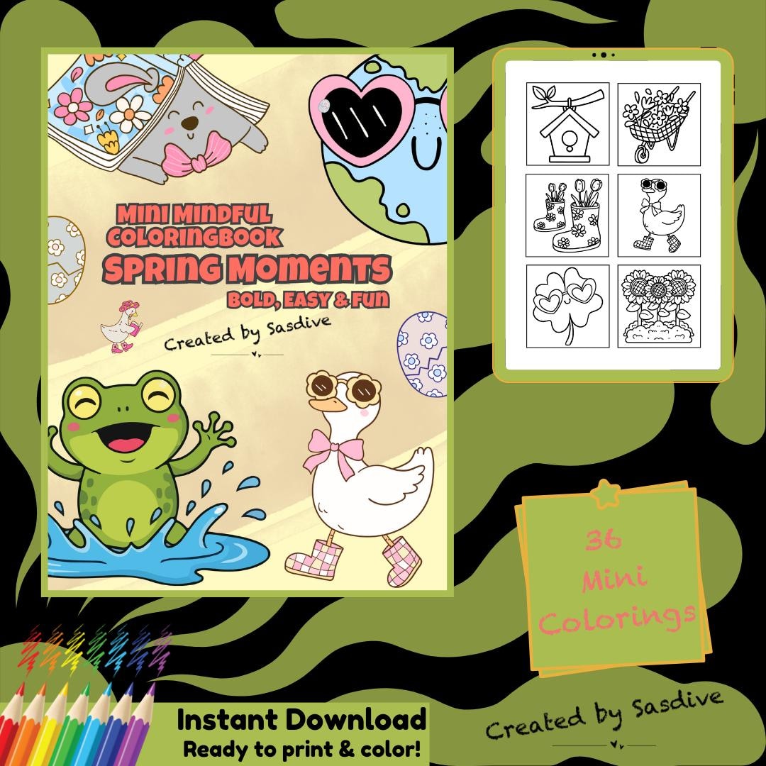 Mini Mindful Spring Moments Coloring Book – Bold, Easy & Fun | 36 ...