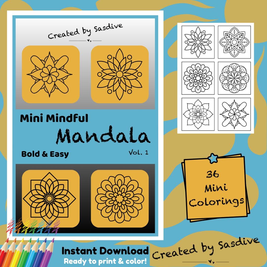 Mini Mindful Mandalas Coloring Book: Stress Relief Activity (printable ...
