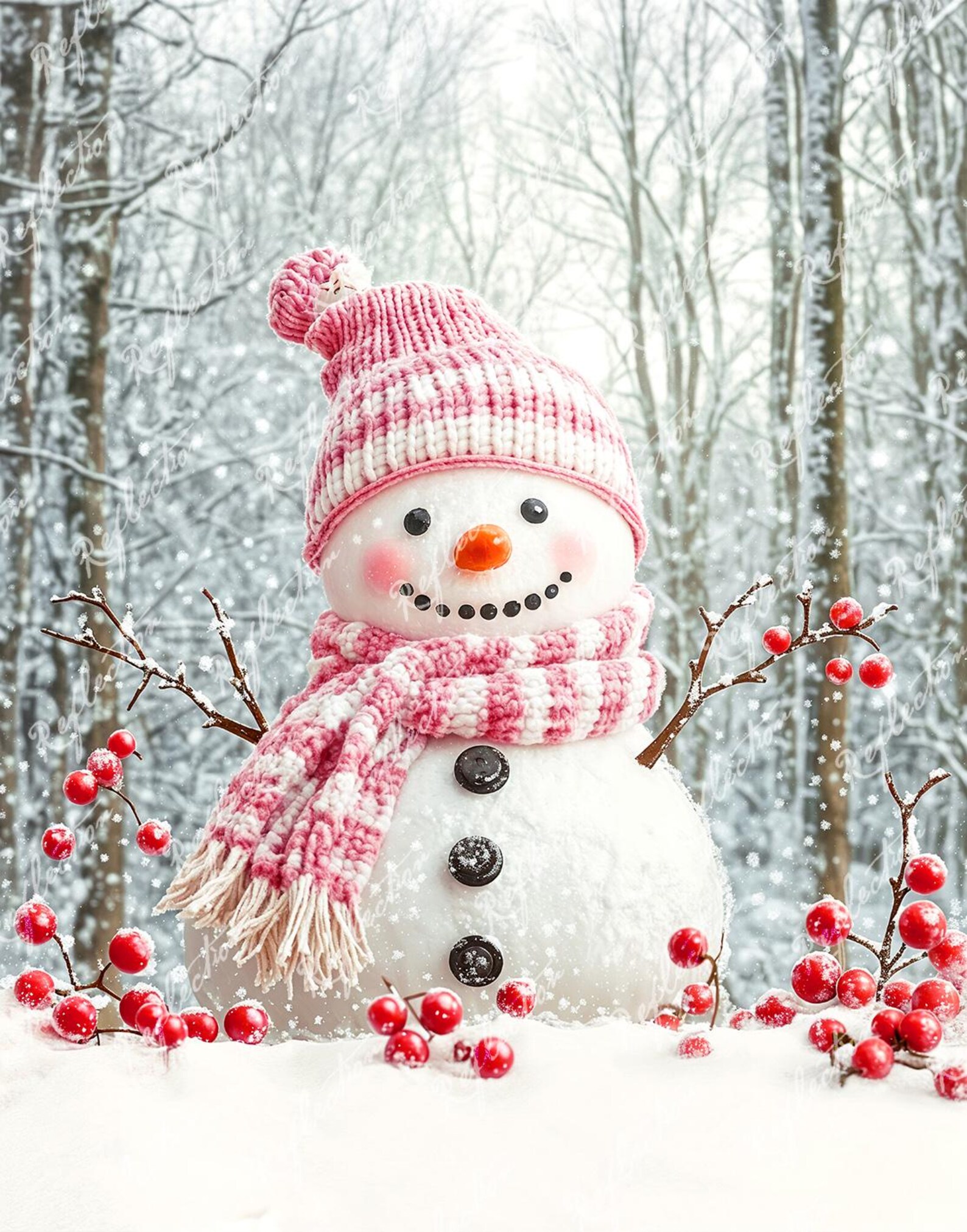 Snowman, Snow and Forest, Cute Snowman, Snowflakes, Winter Decoration ...