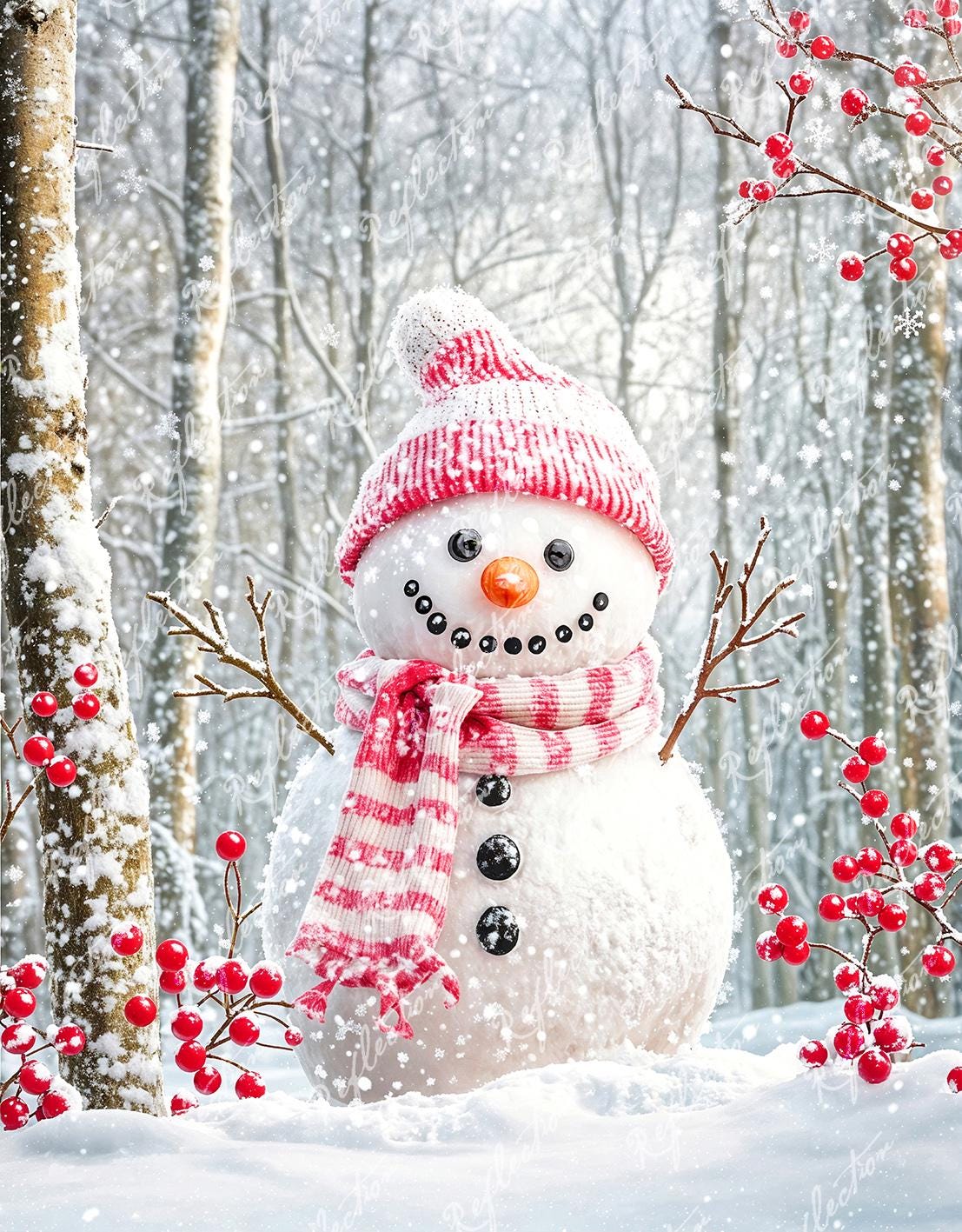 Snowman, Snow and Forest, Cute Snowman, Snowflakes, Winter Decoration ...