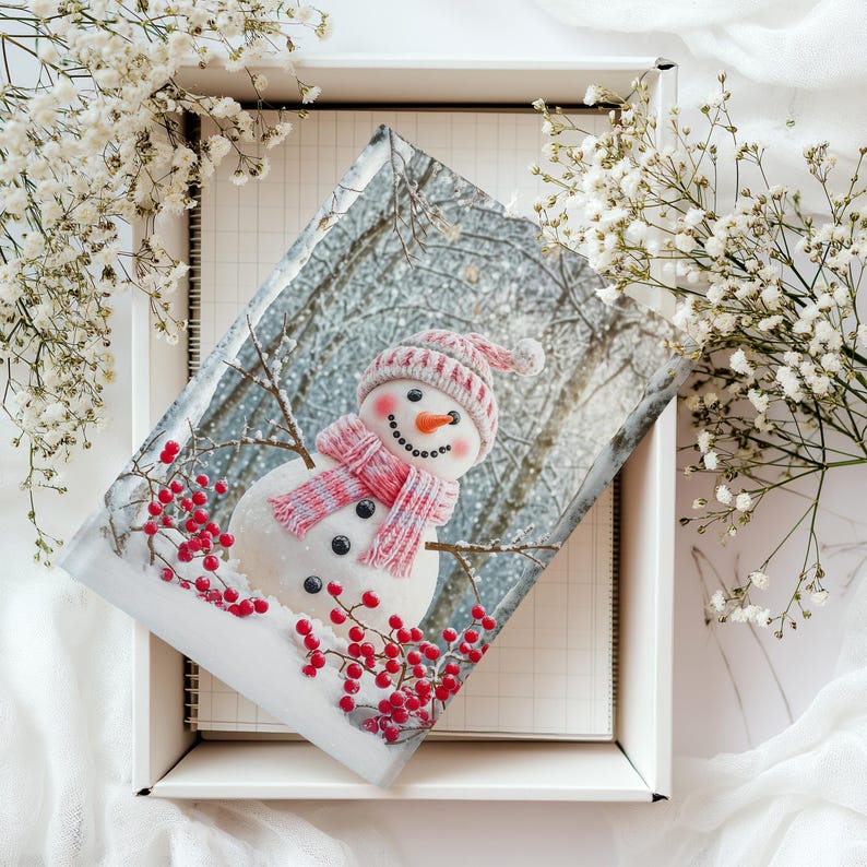 Snowman, Snow and Forest, Cute Snowman, Snowflakes, Winter Decoration ...