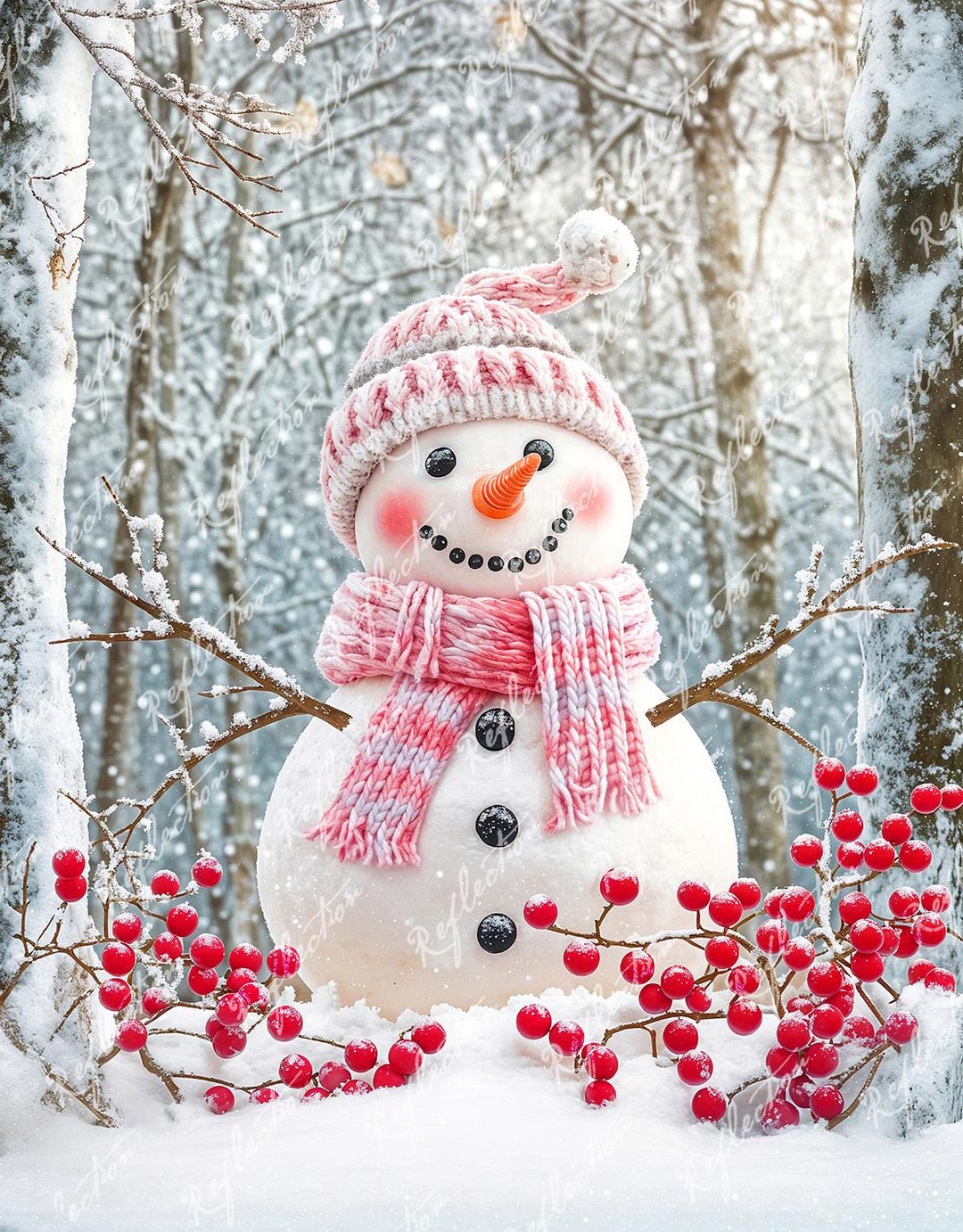 Snowman, Snow and Forest, Cute Snowman, Snowflakes, Winter Decoration ...