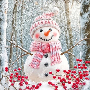 Snowman, Snow and Forest, Cute Snowman, Snowflakes, Winter Decoration ...