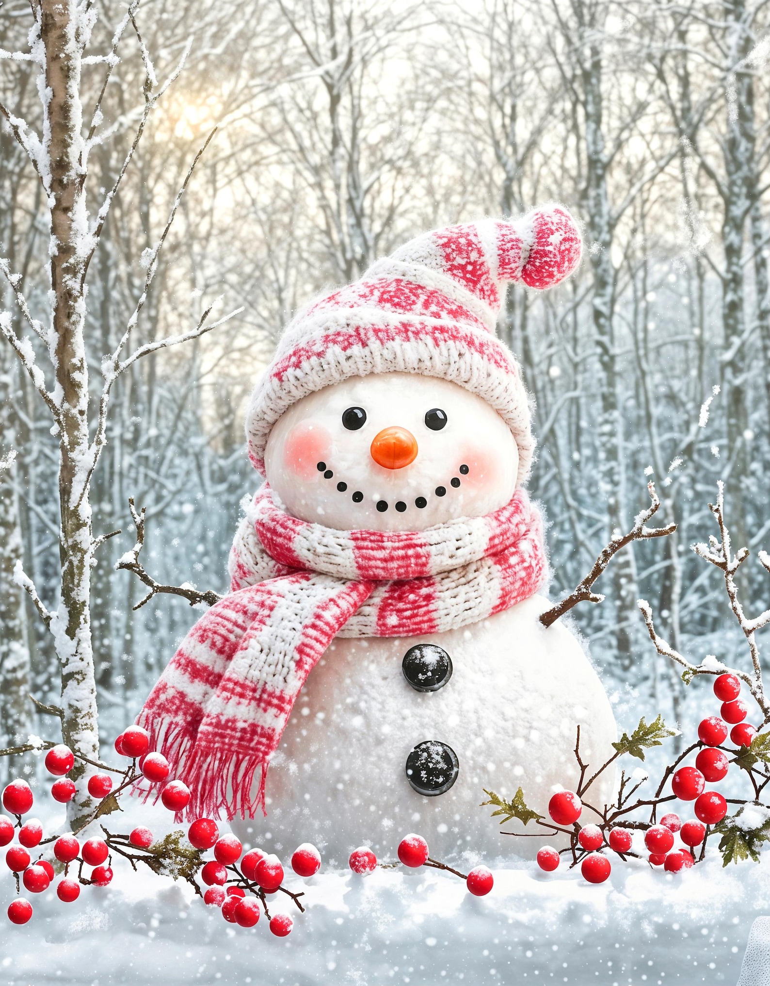 Snowman, Snow and Forest, Cute Snowman, Snowflakes, Winter Decoration ...
