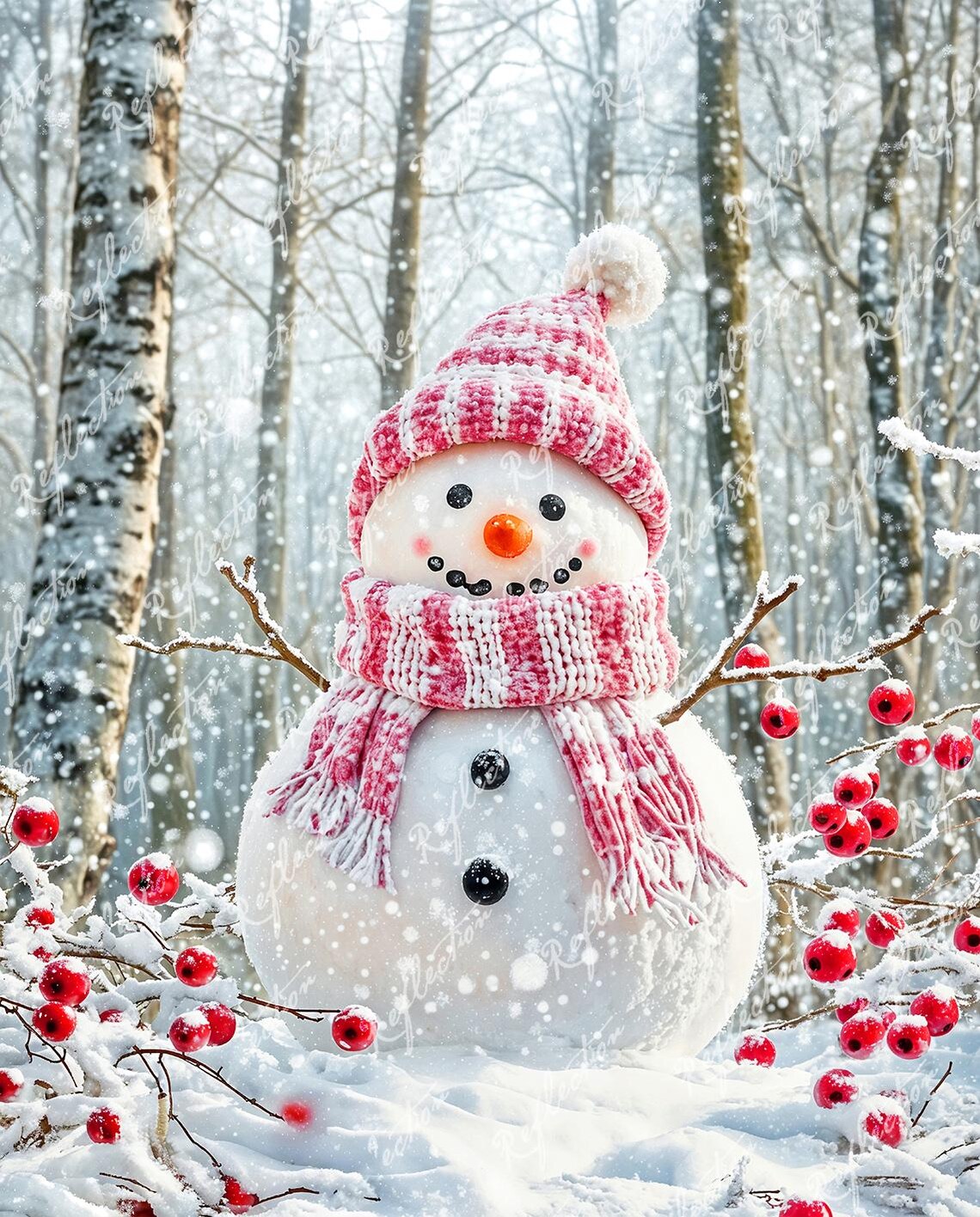 Snowman, Snow and Forest, Cute Snowman, Snowflakes, Winter Decoration ...