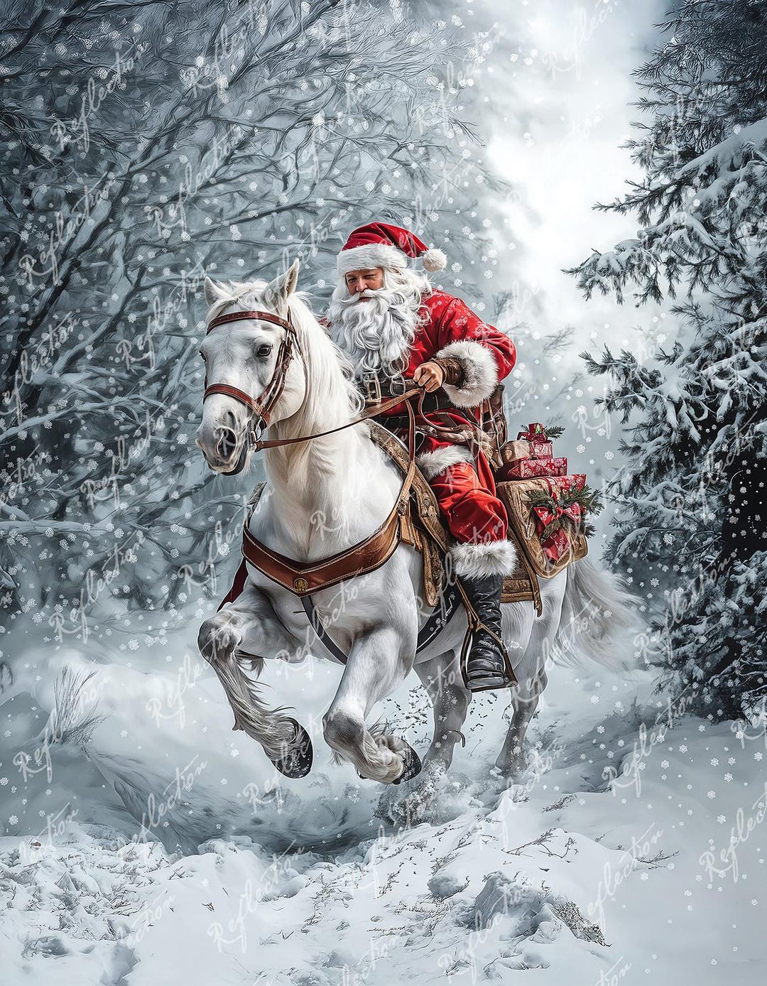 Santa on Horse, Santa in Snow, Christmas Ride, Winter Magic, Snowy ...