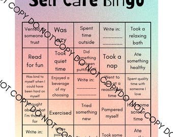 Self Care Bingo Worksheet for Counseling - Etsy