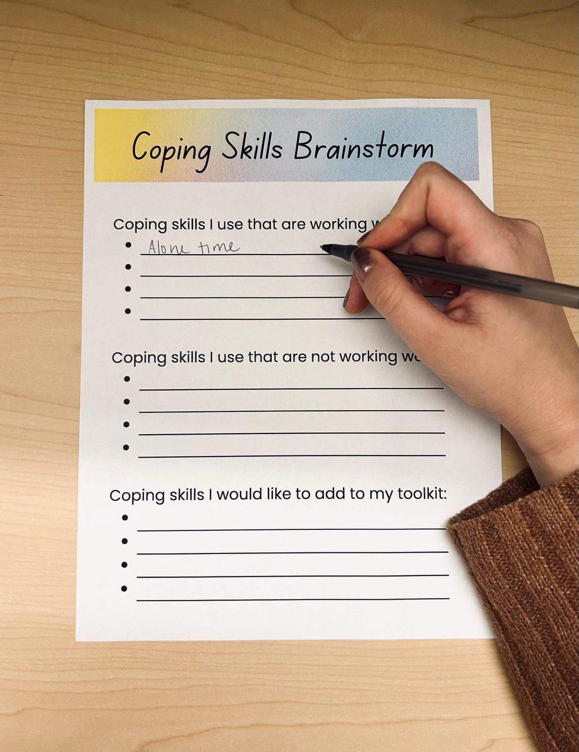 Coping Skills Handout/worksheet for Social Work/therapy/counseling ...