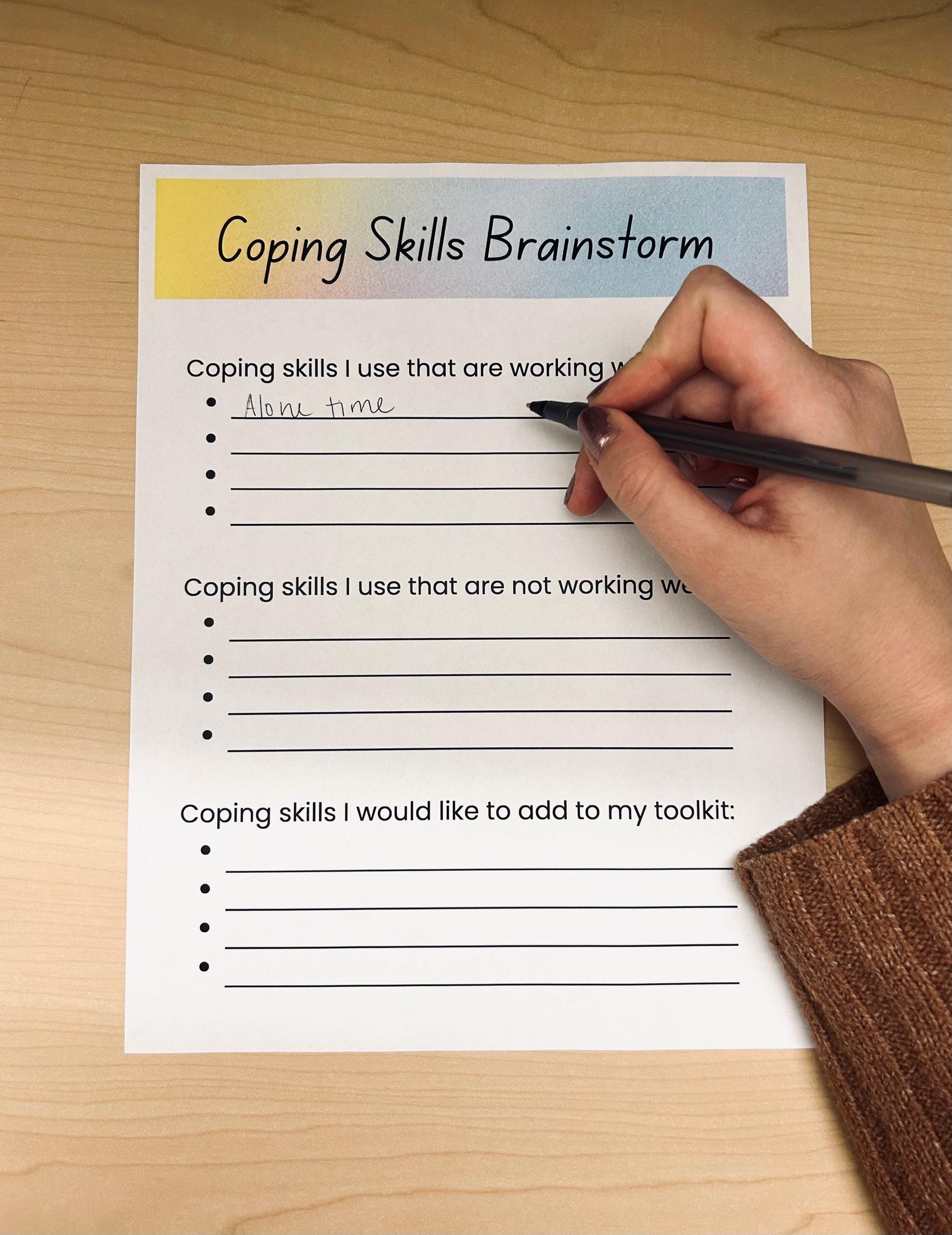 Coping Skills Handout/worksheet (for Social Work/therapy/counseling ...