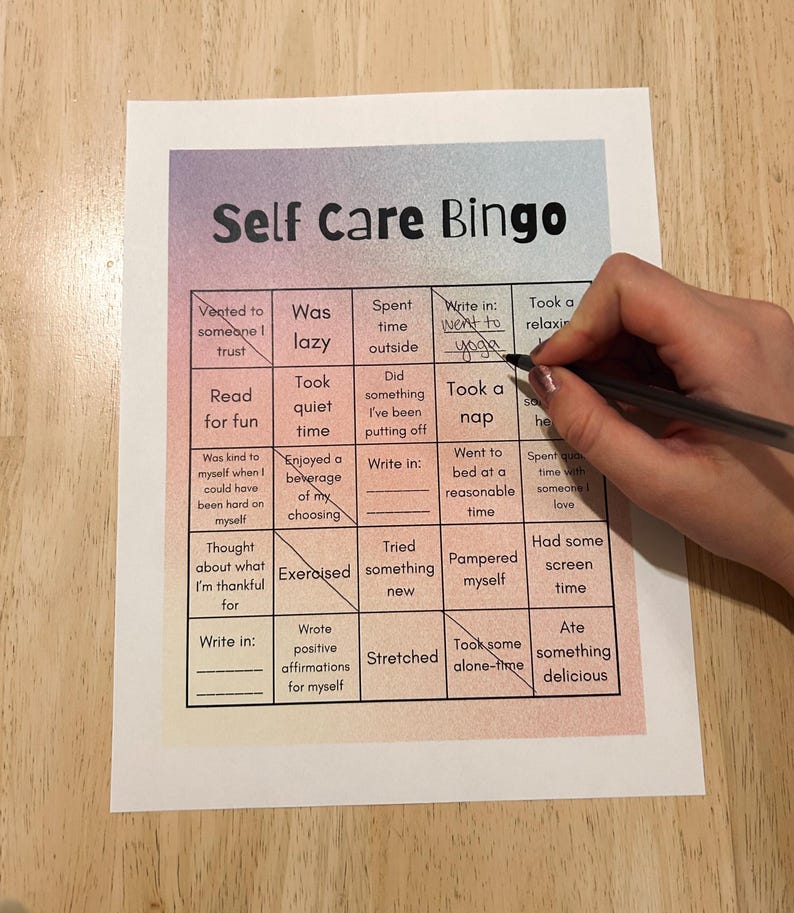 Self Care Bingo Card Handout/worksheet (for Social Work/therapy ...