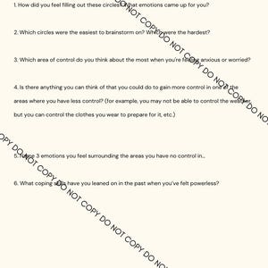 Control Circle Handout/worksheet (for Social Work/therapy/counseling ...
