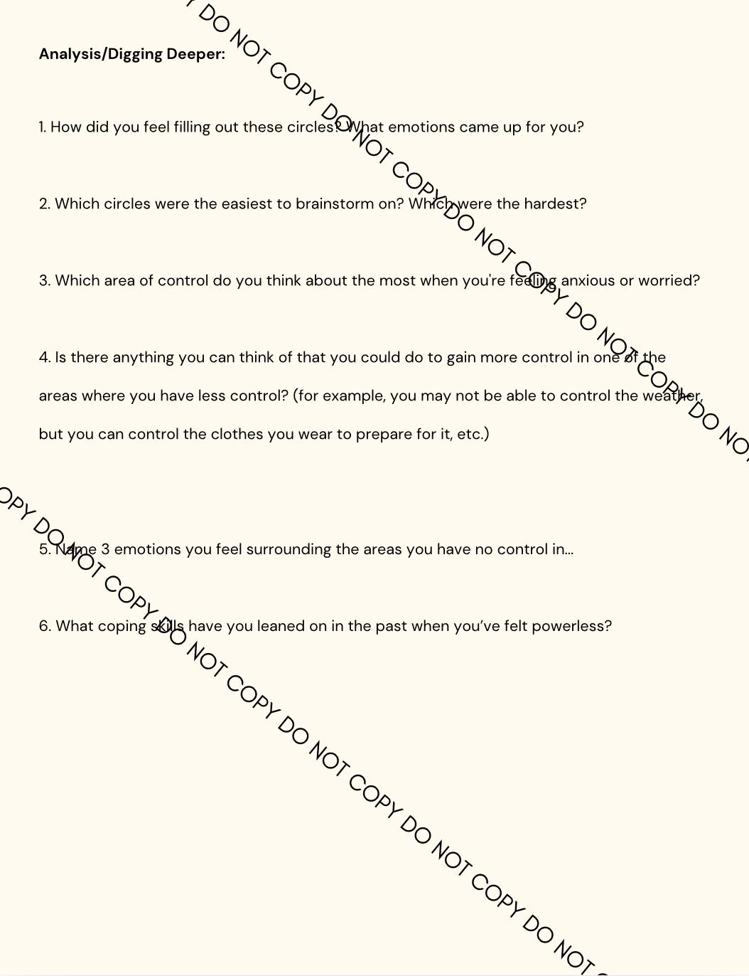 Control Circle Handout/worksheet (for Social Work/therapy/counseling ...