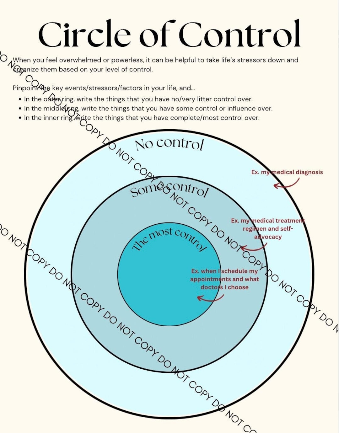Control Circle Handout/worksheet (for Social Work/therapy/counseling ...