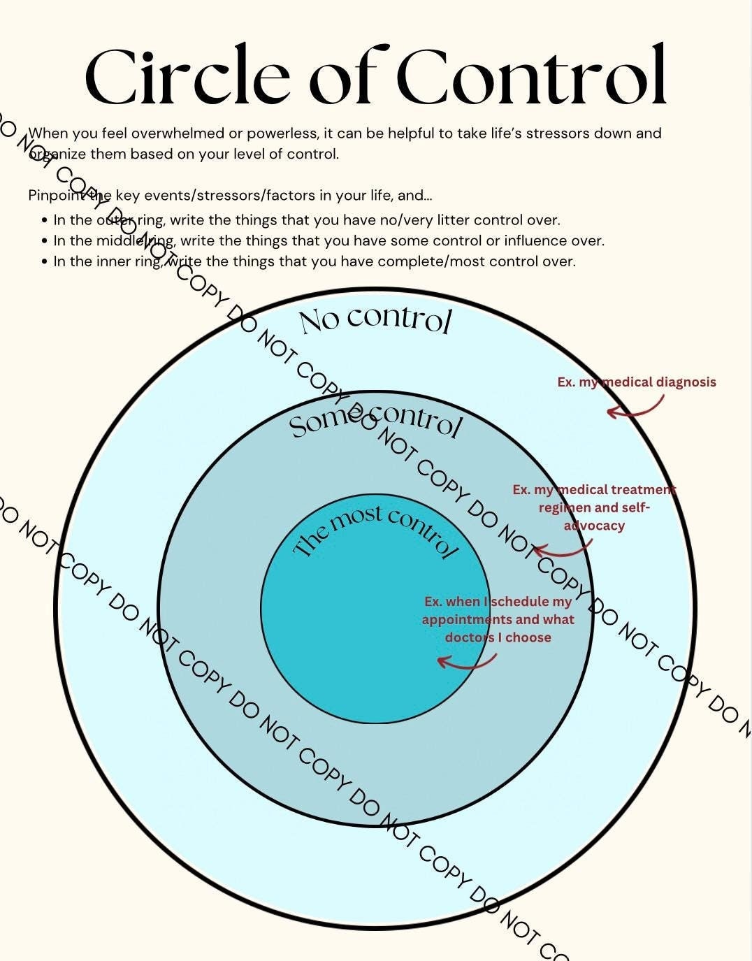 Control Circle Handout/worksheet (for Social Work/therapy/counseling ...