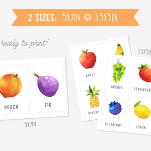 20 FRUITS Flashcards, Montessori Cards, FRUITS 3 Part Cards, Preschool ...