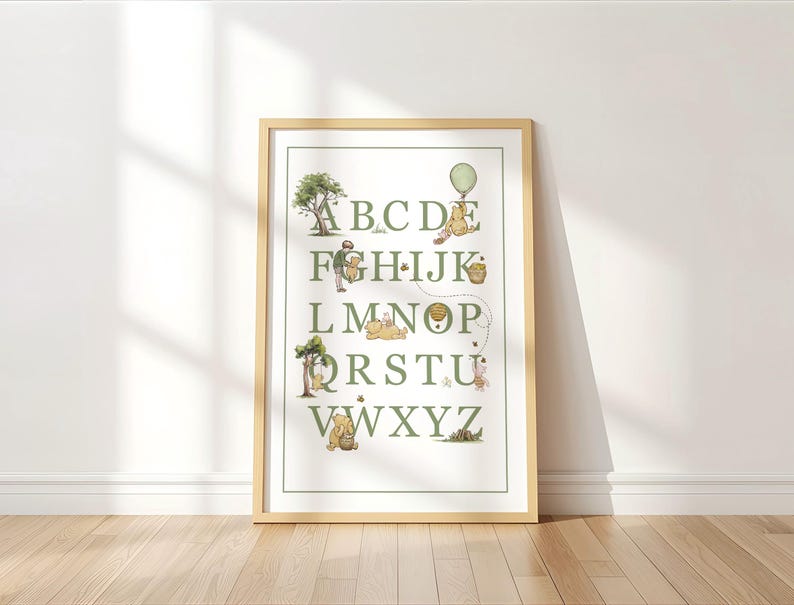 Winnie-the-pooh Alphabet Poster, ABC Poster Nursery Wall Art Prints ...