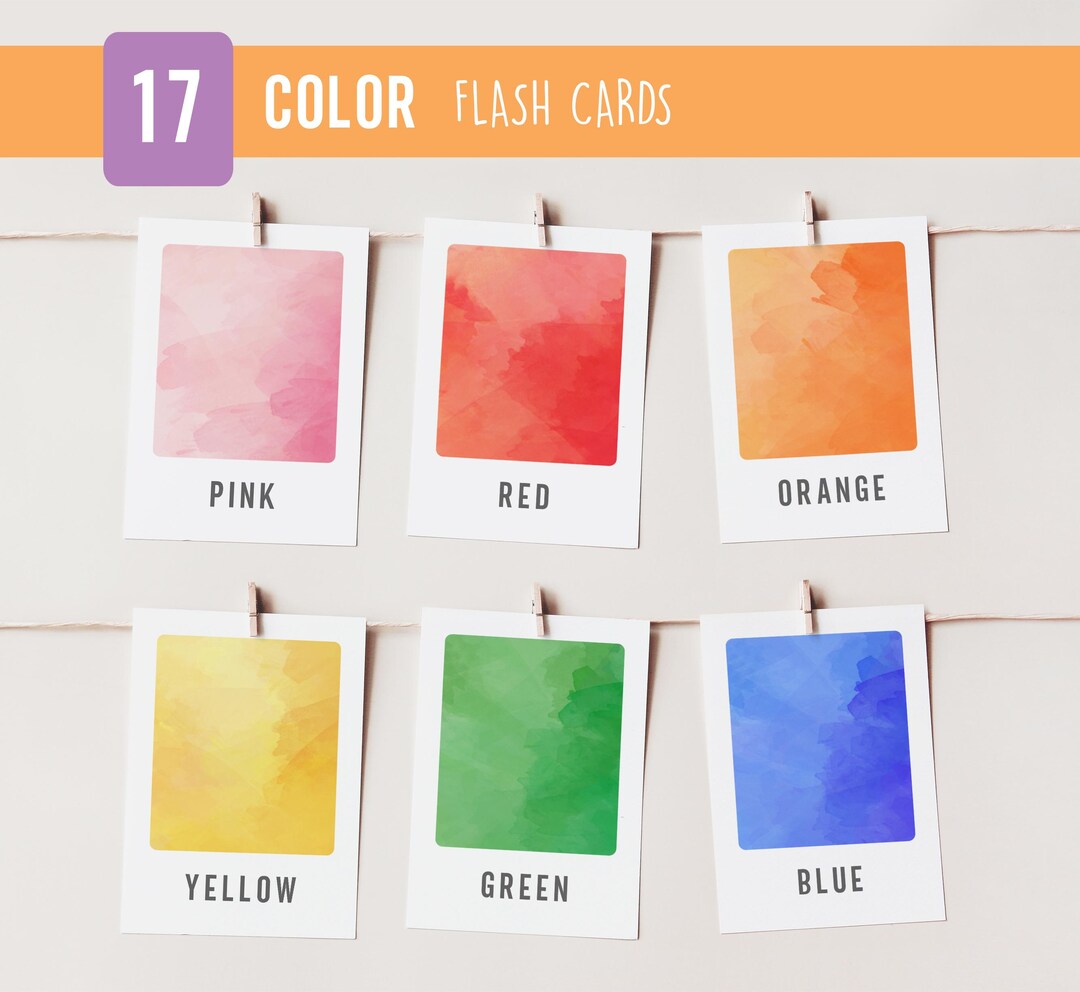 17 COLOR Flashcards, Montessori Cards, COLORS 3 Part Cards, Preschool ...