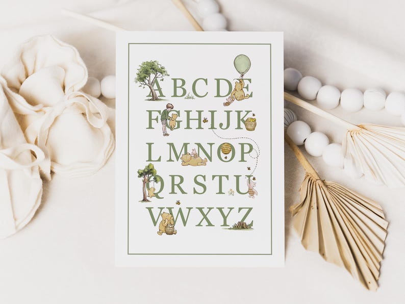 Winnie-the-pooh Alphabet Poster, ABC Poster Nursery Wall Art Prints ...