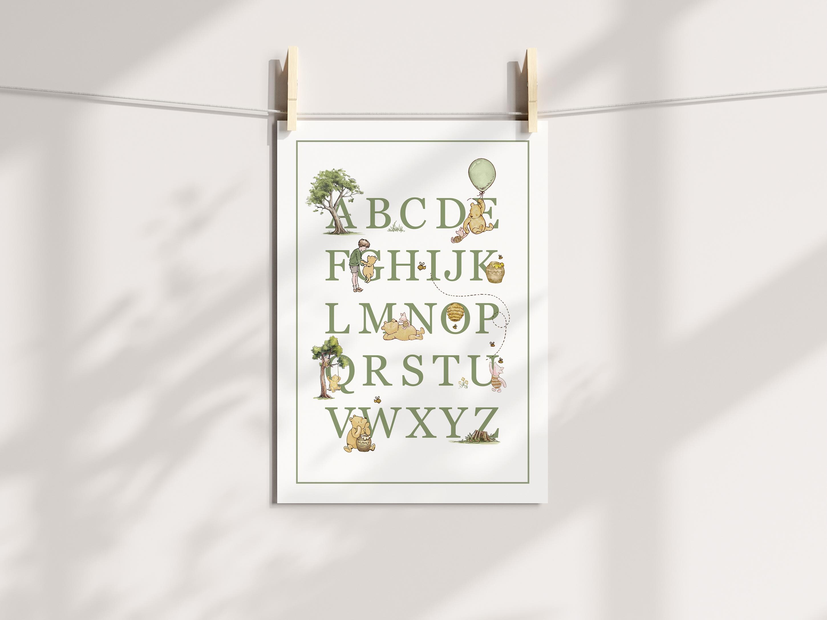 Winnie-the-pooh Alphabet Poster, ABC Poster Nursery Wall Art Prints ...