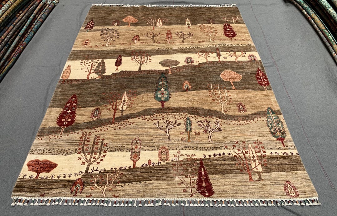 Hand Knotted Wool Tree of Life Rug, Modern Pictorial Design, 5.9x7.8 - Etsy