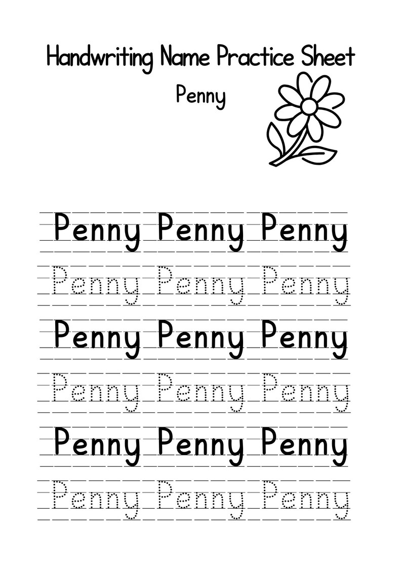 Printable Handwriting Practice Sheet Custom Handwriting Tracing Sheet ...