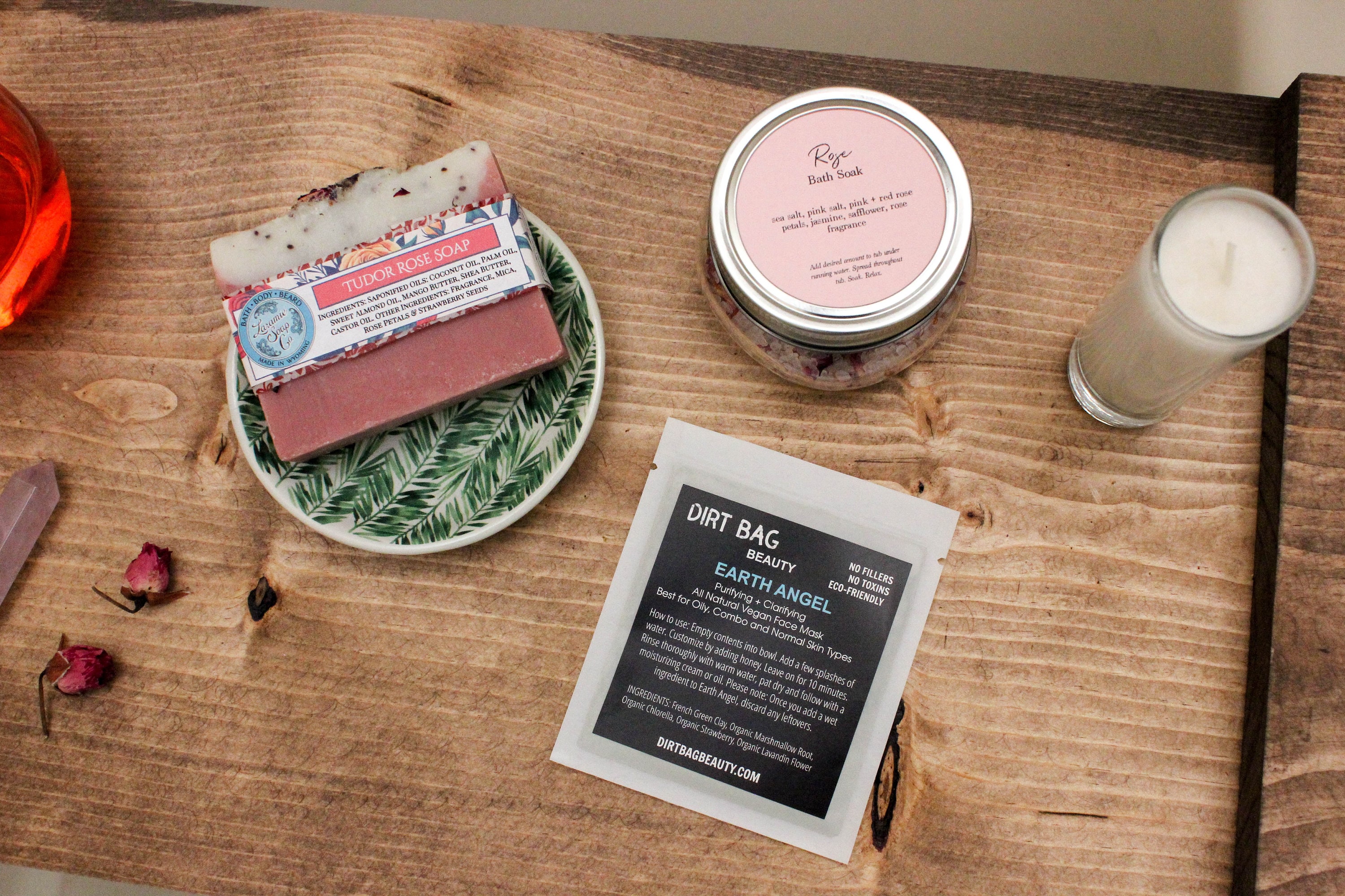 Spa Gift Set / Bath Tub Tray Wood, Rustic Home Decor, Spa Gift Set ...