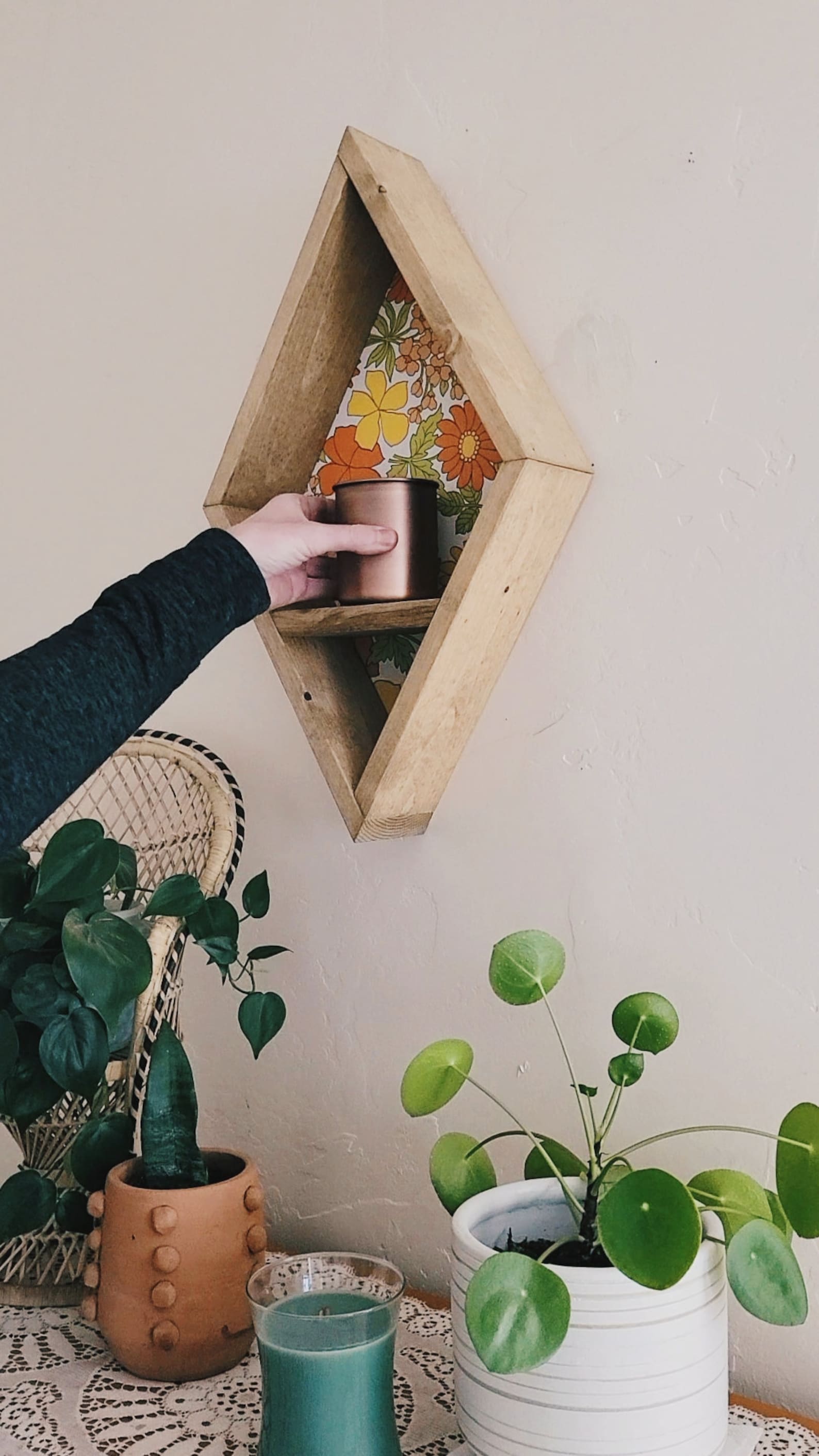 Diamond Shelf / Geometric Shelf Boho Wall Decor Rustic Home - Etsy