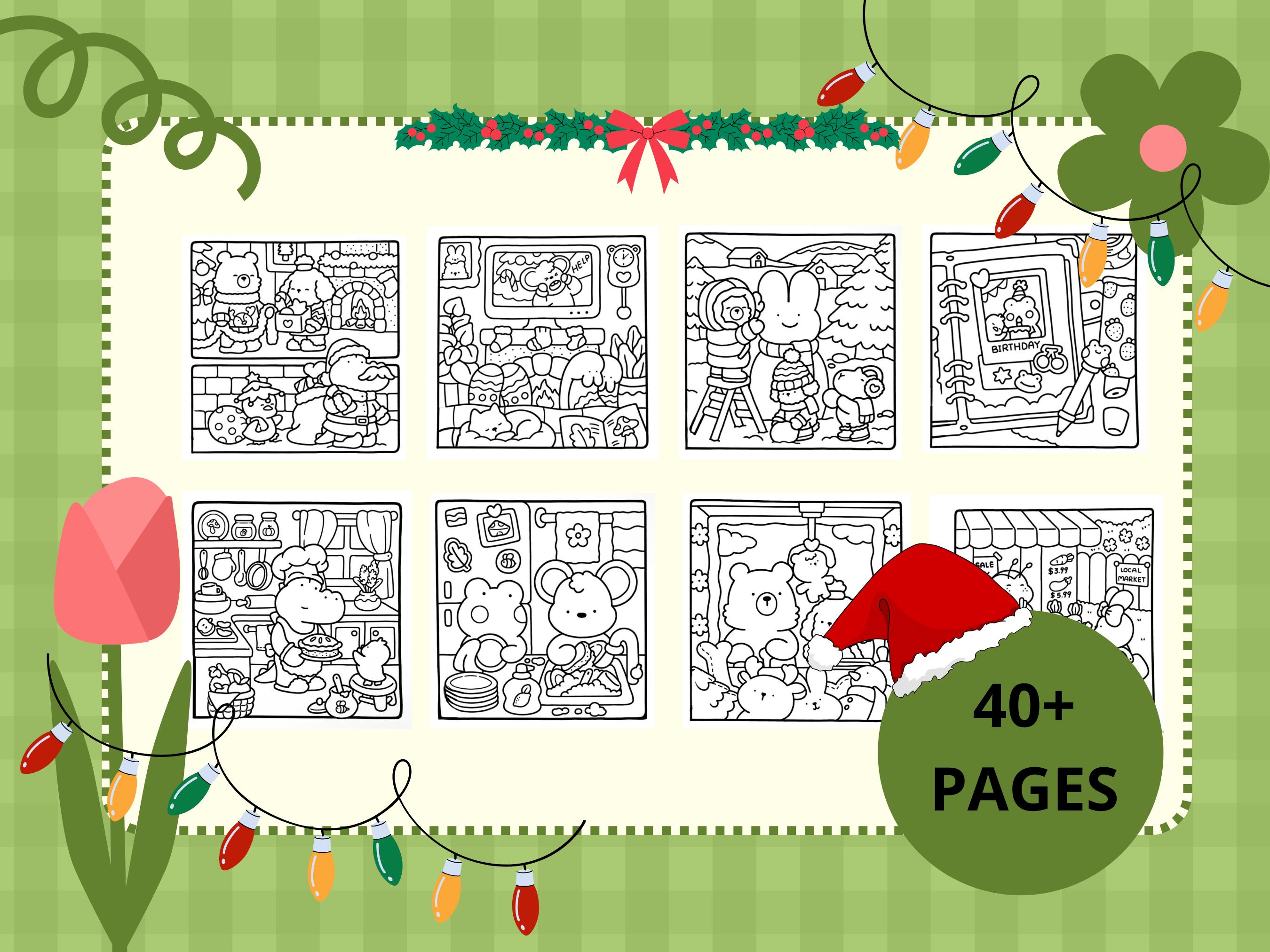Comfort Days Christmas Digital Coloring Pages, 40 Cute and Cozy Holiday ...