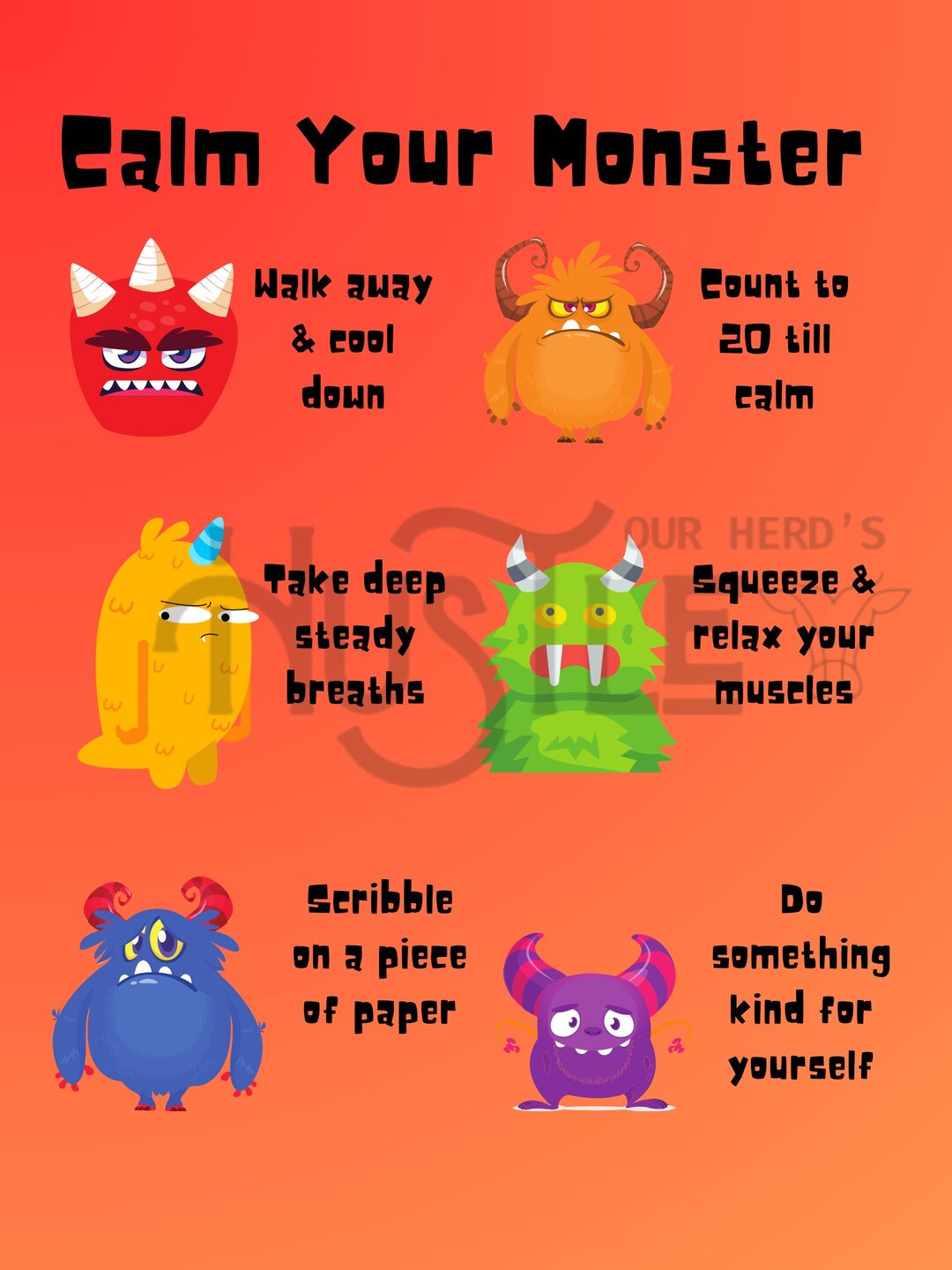 Calm Your Monster, Kids Mental Health, Digital Download - Etsy