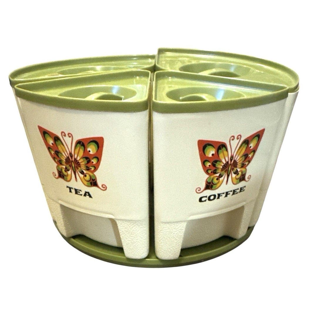 1970s Sterilite Canister Set Butterfly Carousel Rotating Lazy Susan ...