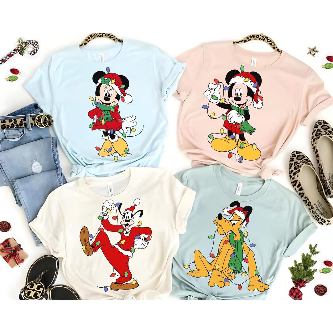 Disney Couple Santa Donald and Daisy Christmas Light T-shirt ...