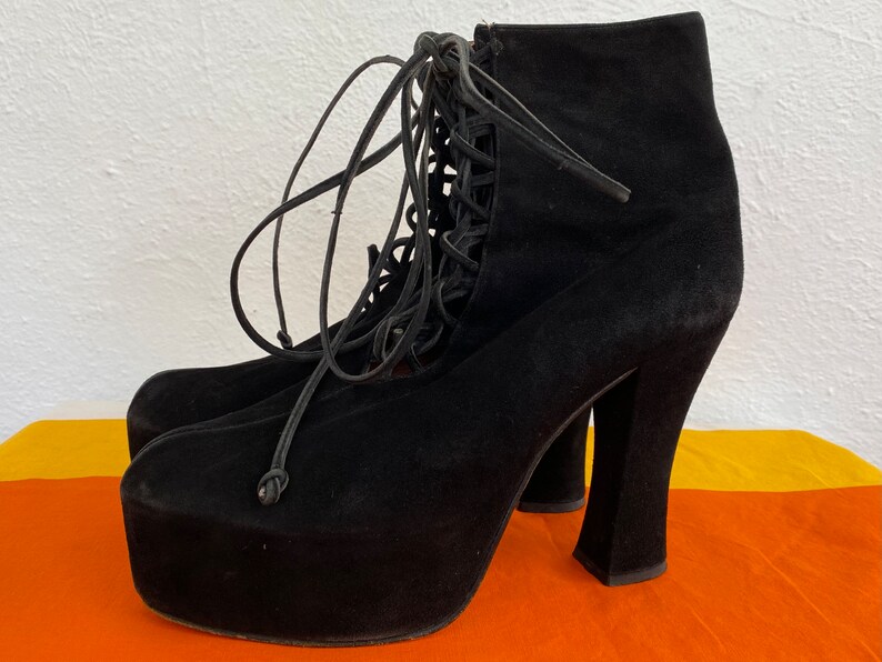 1970s Fred Hayman Beverly Hills Black Suede Sculptural Glam Rock N Roll ...