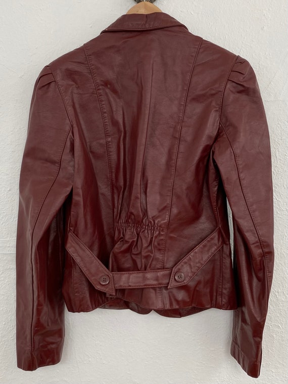 1970s 1980s Oxblood Leather Puff Sleeve Jacket - Gem