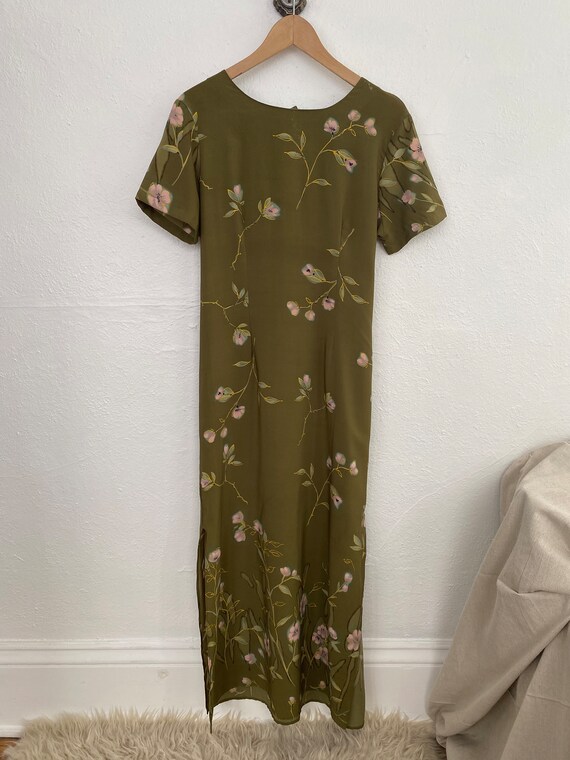 Plus Size Volup 1980s 1990s Green and Gold Floral Pri… - Gem