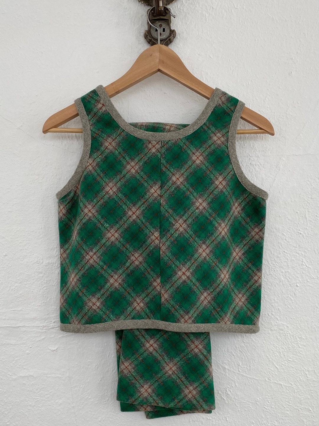 Plaid Tartan Wool Two Piece Co-ord Librarian Shell and Skirt Set - Etsy